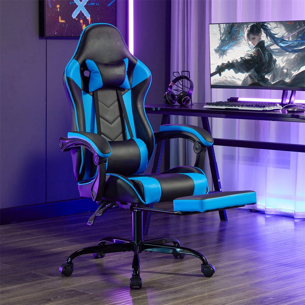 KEAIDO Gaming Chair, Video Game Chair with Footrest, Massage Lumbar ...