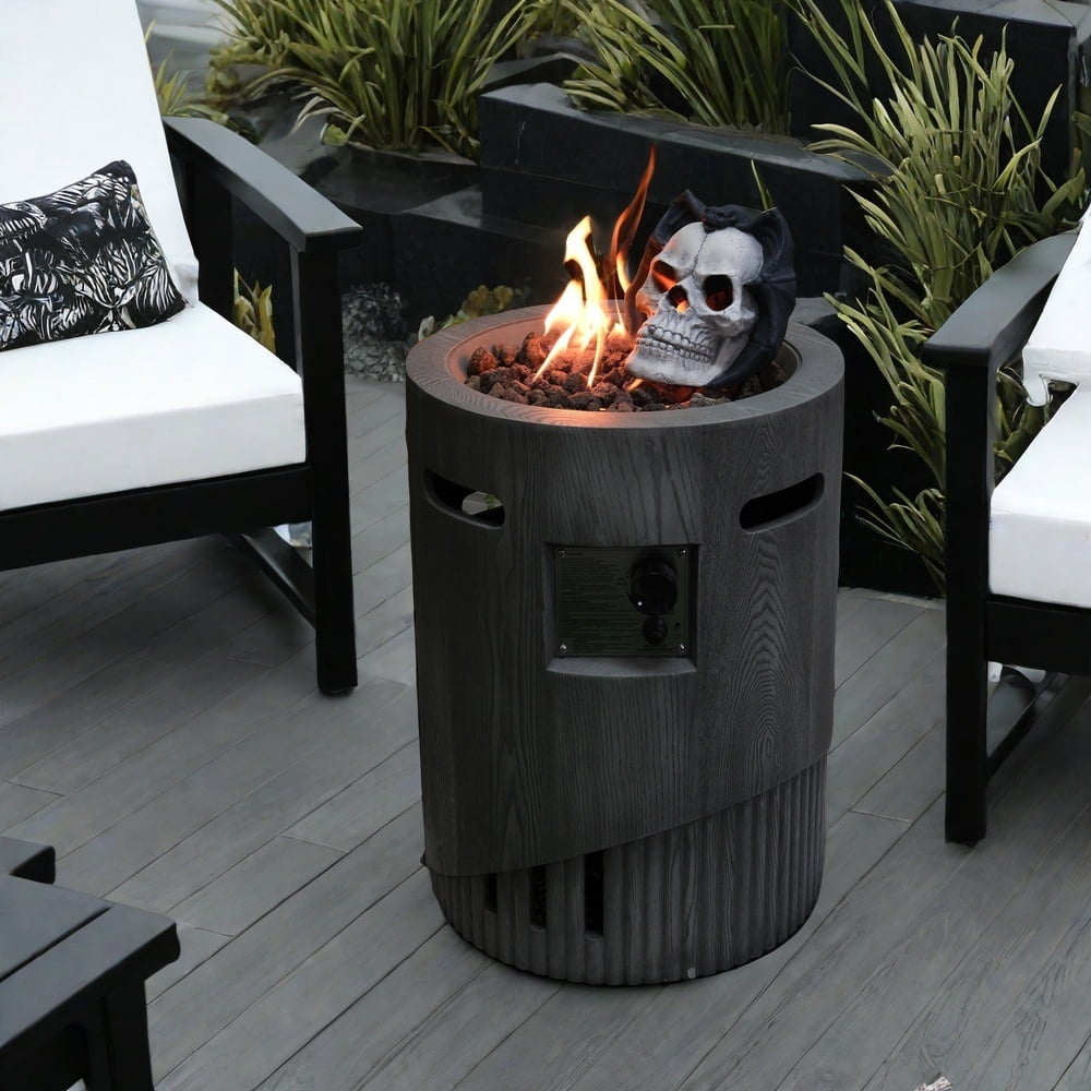 KEAIDO20 Inch Round Outdoor Gas Fire Pit,32000 BTU, Contain 2.5kg Lava ...
