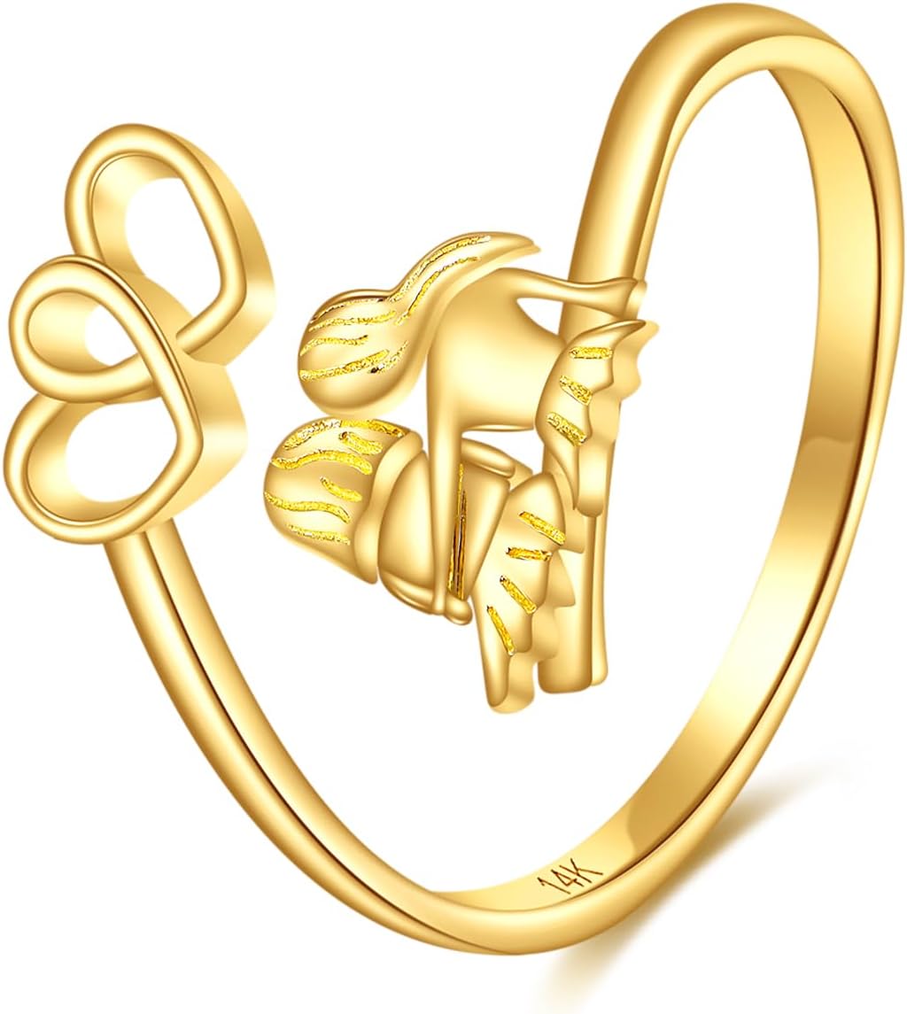 KECHO 14K Gold Sister Ring Lucky Sisters Friendship Ring Adjustable ...