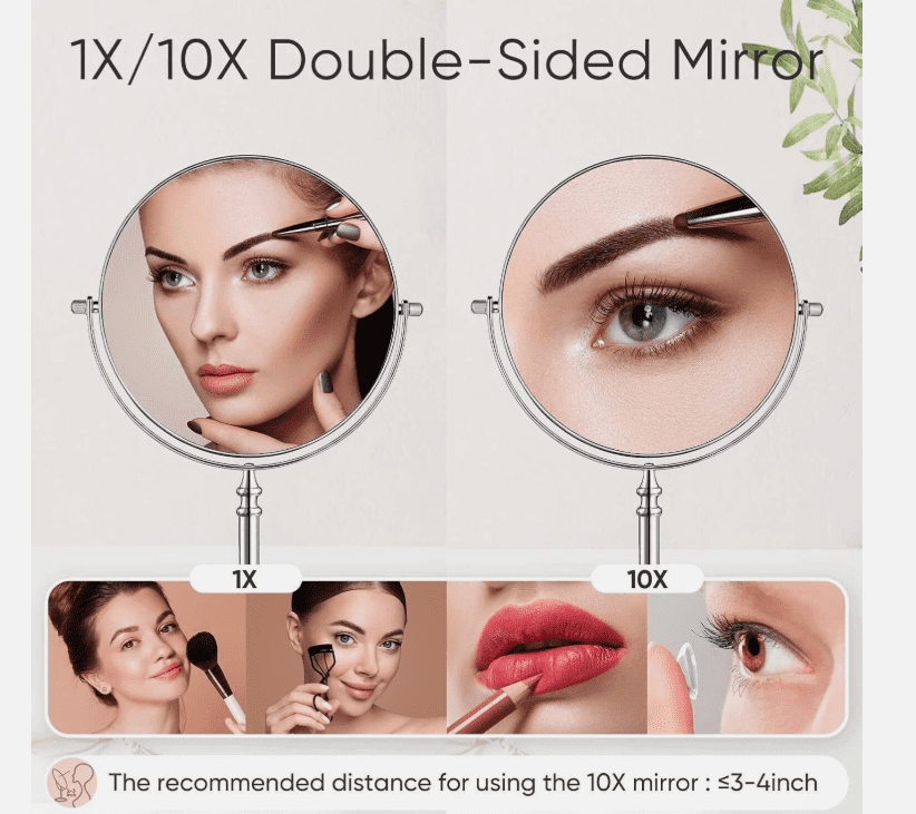KEDSUM 1X/10X Magnifying Makeup Mirror, 8 Inch Large Table Mirror with ...