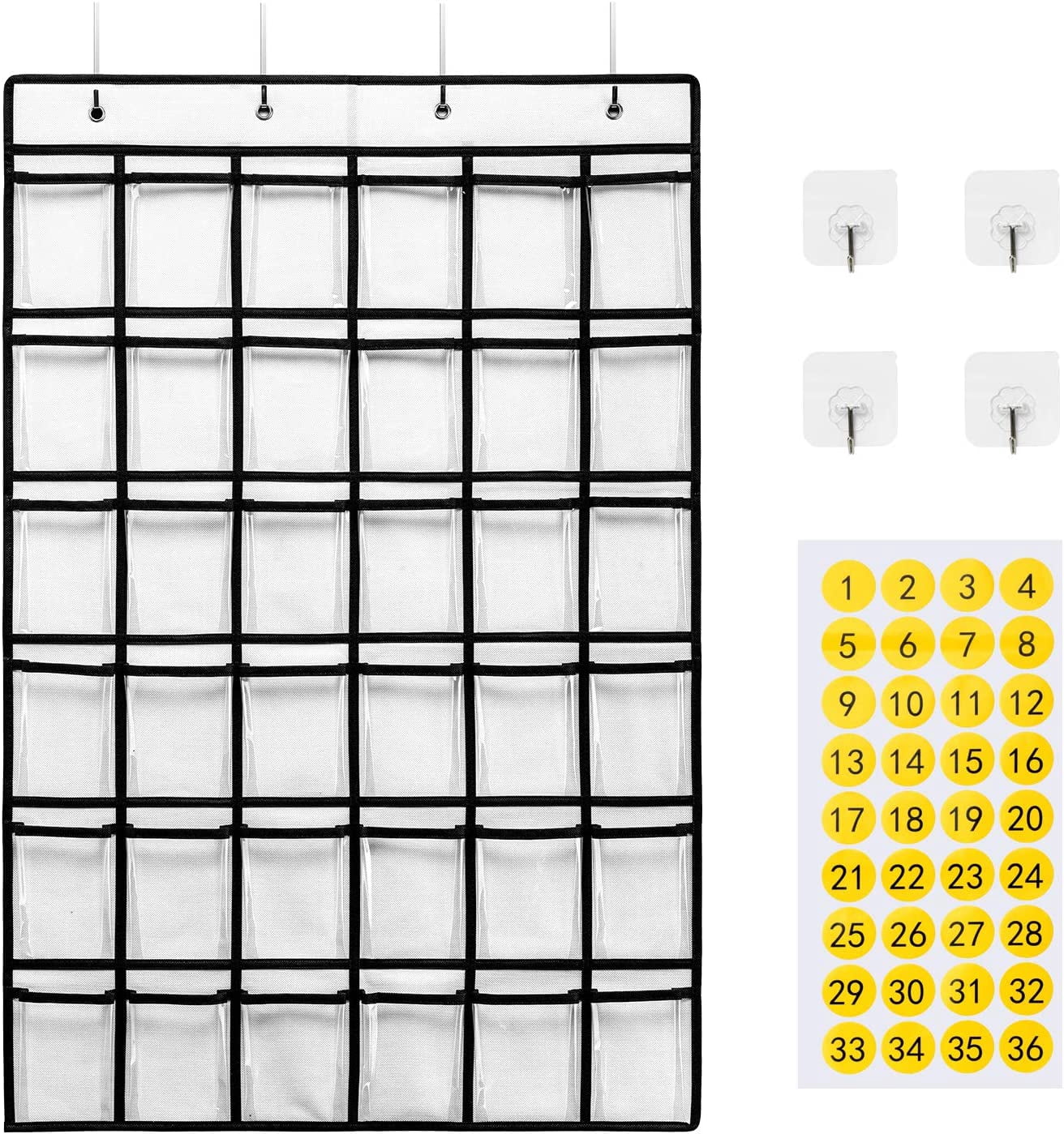 KEEPJOY 36 Pockets Classroom Pocket Chart for Cell Phones, White Pocket ...