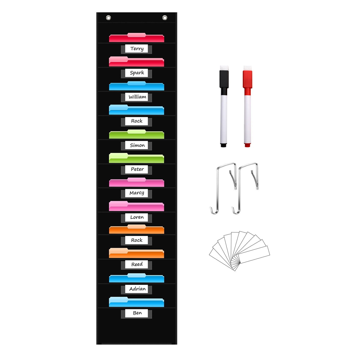 KEEPJOY Storage Pocket Chart with 12 Name Tag Pockets,Hanging Wall File ...