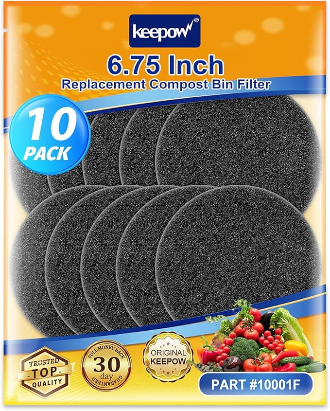 KEEPOW 10 Pack 6.75" Compost Bin Filter Replacement for Kitchen Compost ...