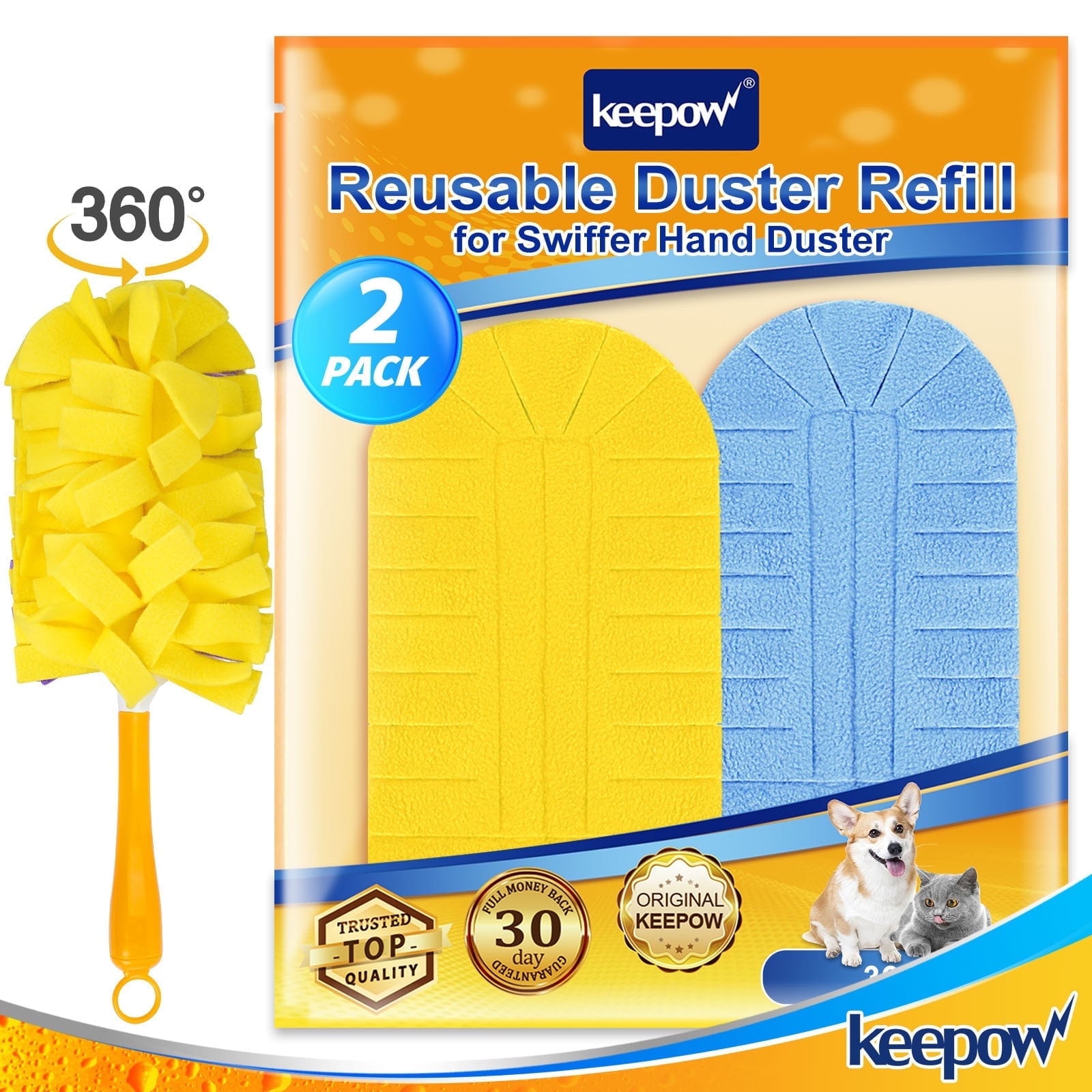 KEEPOW 2 Pack Reusable Duster Refill for Hand Duster, 360 Degree ...