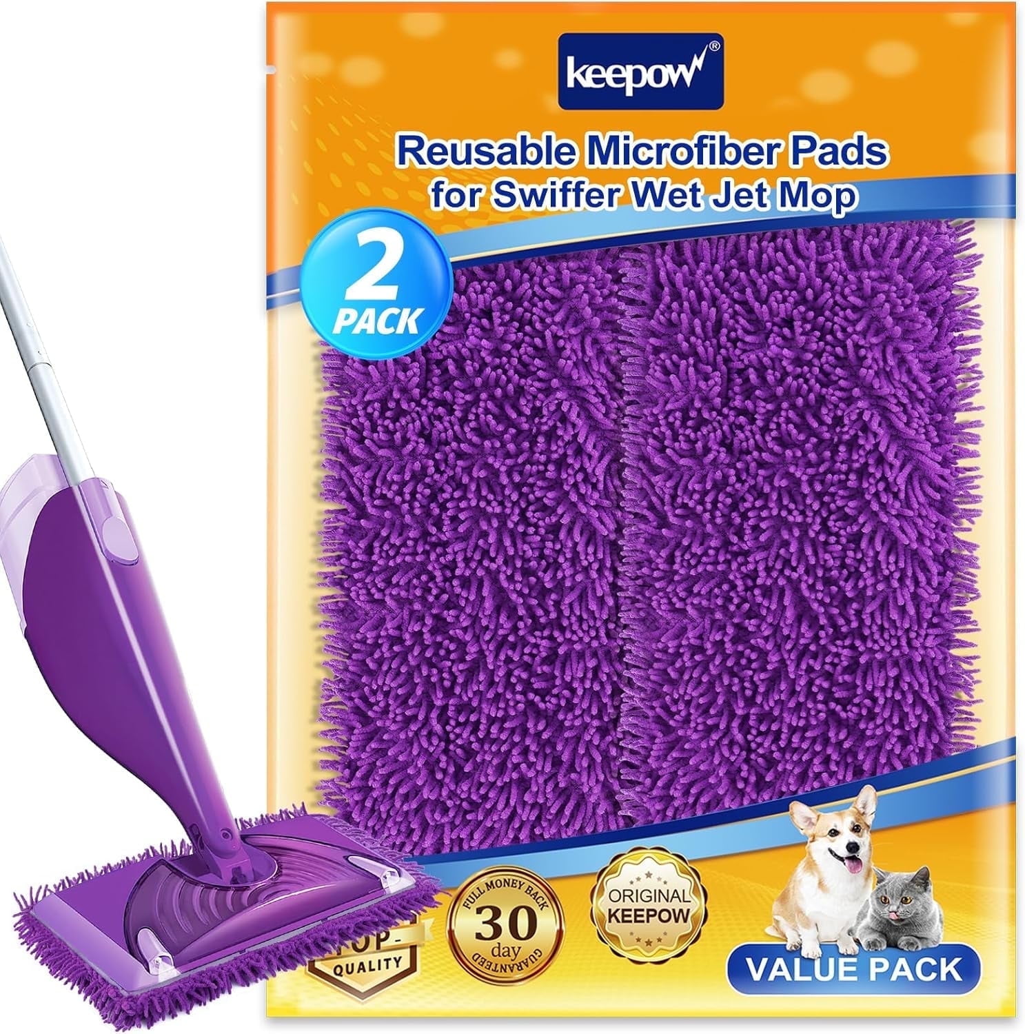 KEEPOW 2 Pack Wet Jet Pads Refills Compatible with SwifferWet jet ...