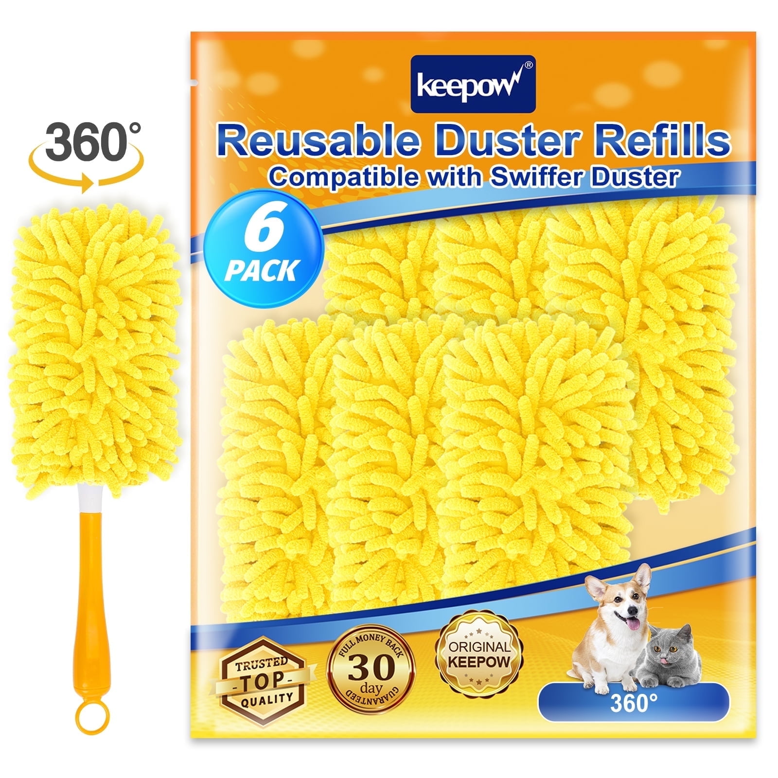 KEEPOW 6 Pack Reusable Duster Refill for Hand Duster, 360 Degree ...