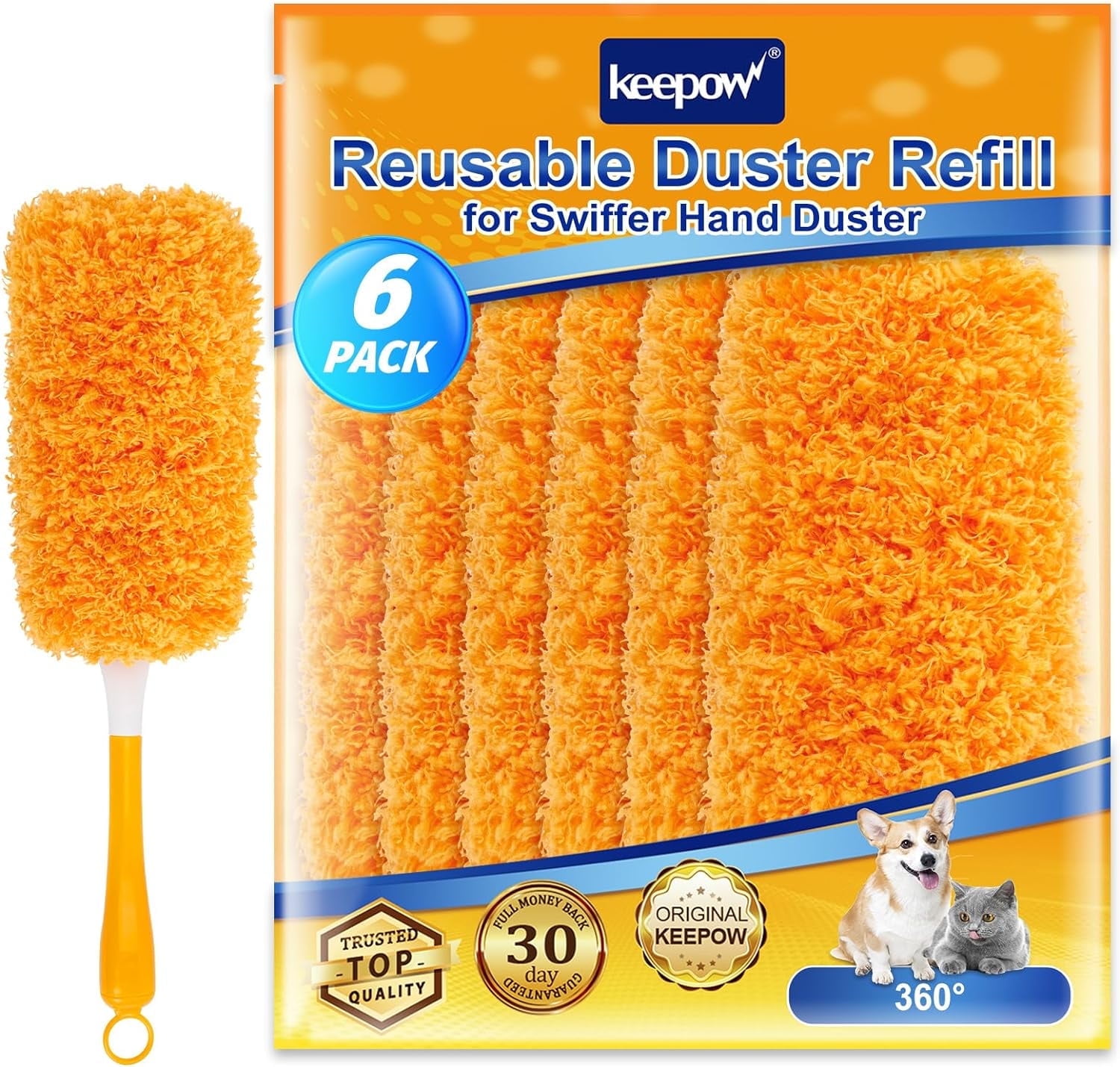 KEEPOW 6 Pack Reusable Microfiber Duster Refill Compatible with Hand ...