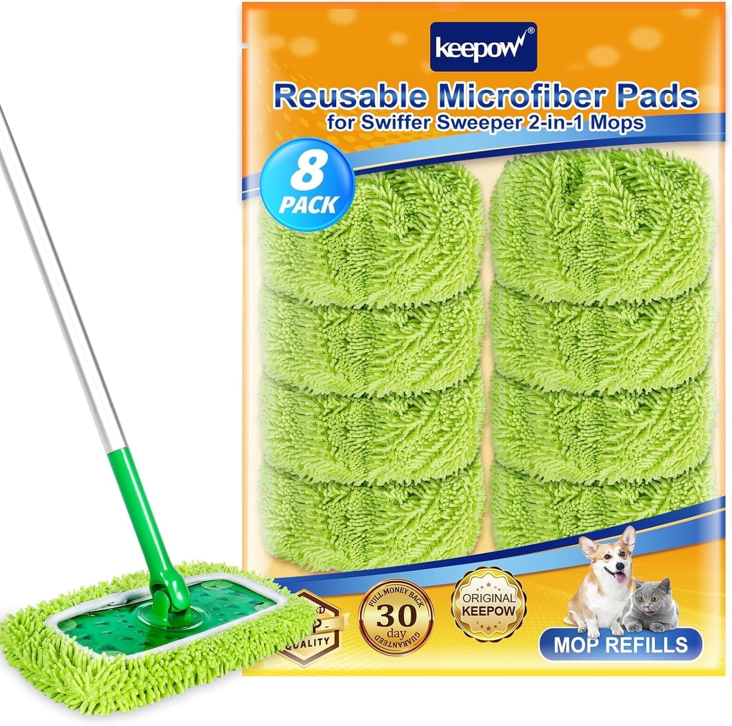 KEEPOW Reusable Dry Sweeping Cloths Compatible with Swiffer Sweeper, Wet Mopping Cloths Washable ...