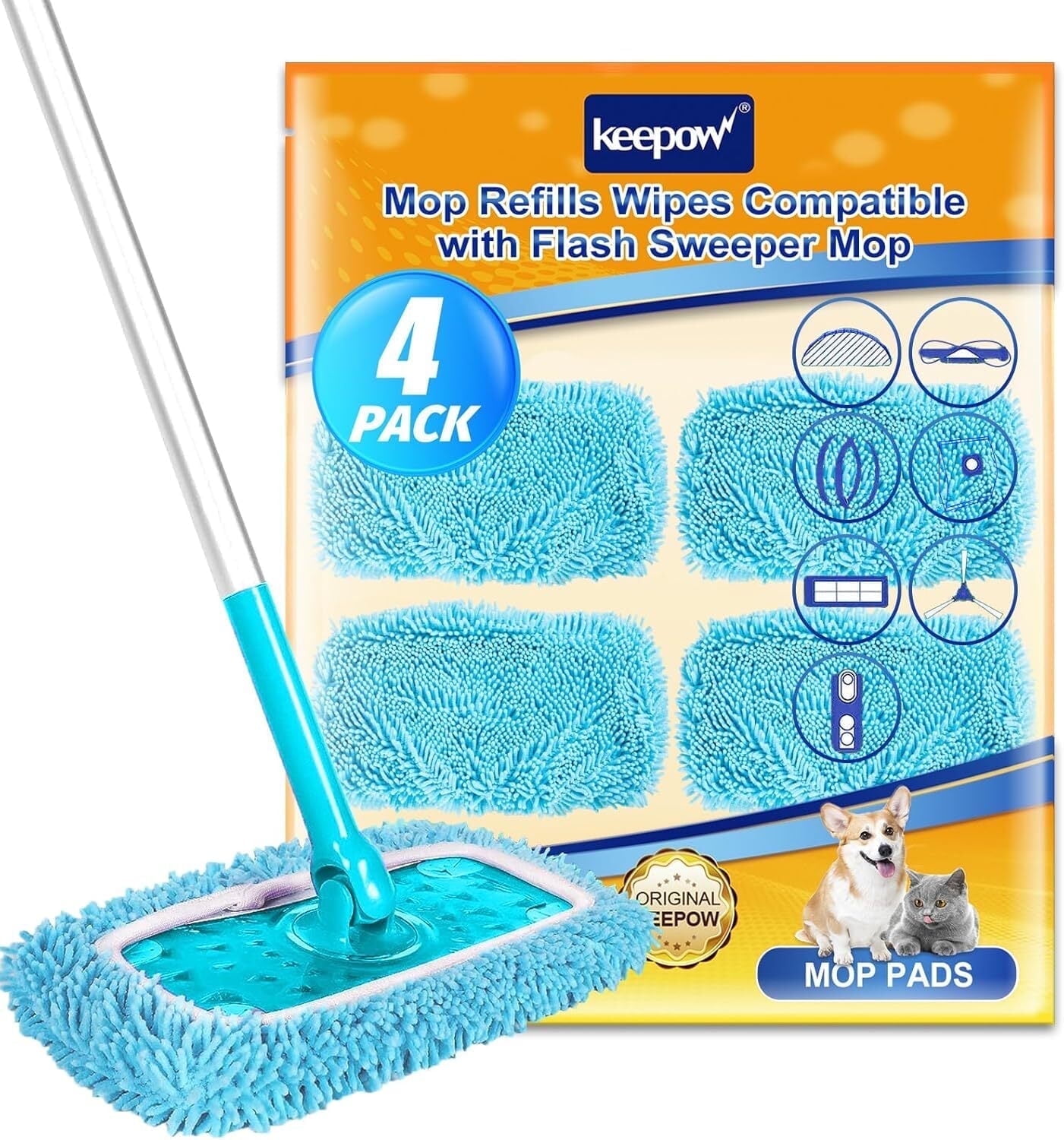 KEEPOW Reusable Dry Sweeping Cloths Microfiber Wet Mop Pads Compatible ...