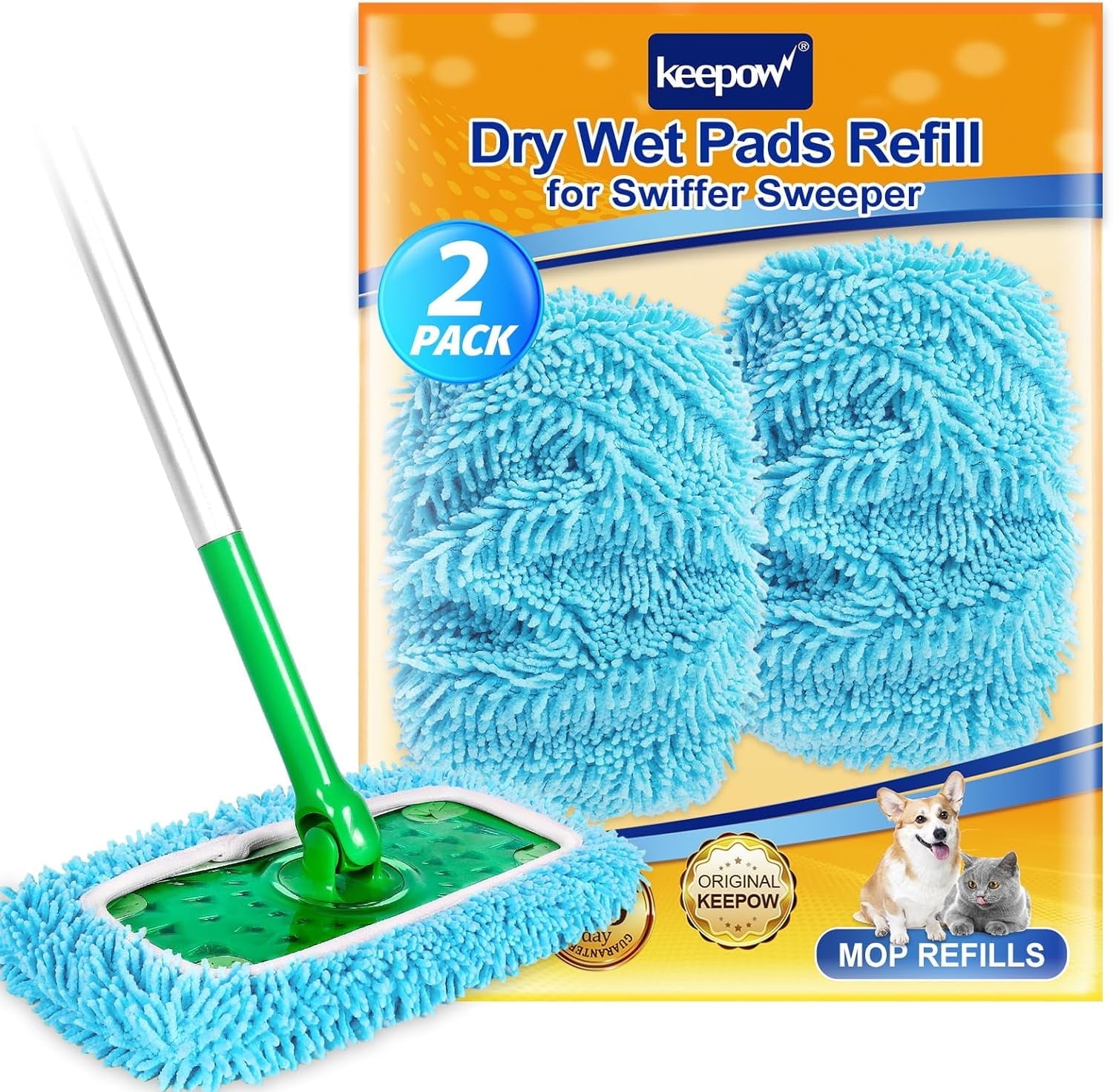 KEEPOW Reusable Dry Sweeping Cloths Microfiber Wet Mop Pads Compatible with Swiffer Sweeper Mop ...