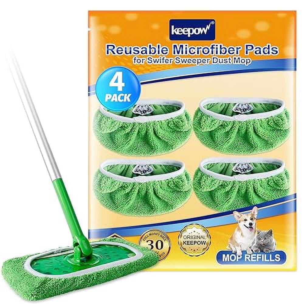 KEEPOW Reusable Wet Pads Refills Compatible with Swiffer Sweeper Mop, Dry Sweeping Cloths ...