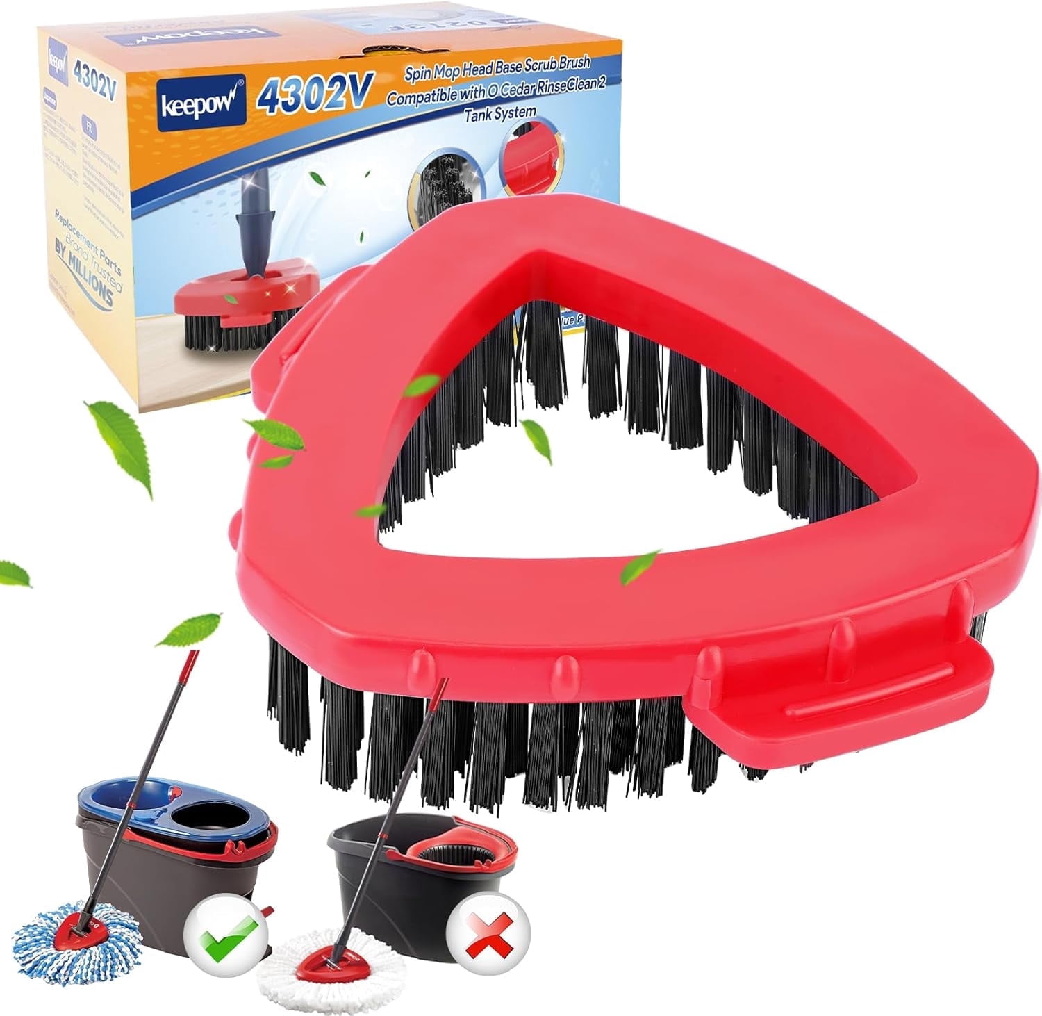 KEEPOW Scrubber Mop Head for 2 Tank System, Spin Mop Scrubber Head ...