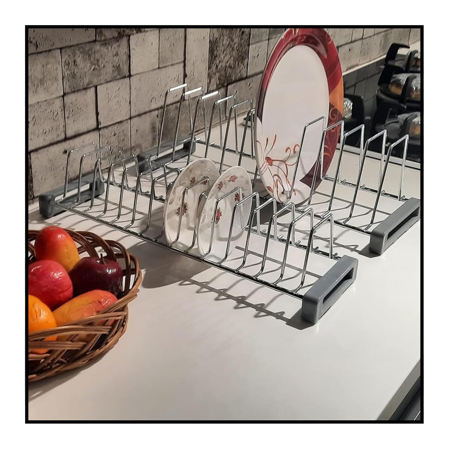 KEEPWELL Stainless Steel Pack of 2 Thali Saucer RackPlate Stand 20 Inch Kitchen Utensil ...