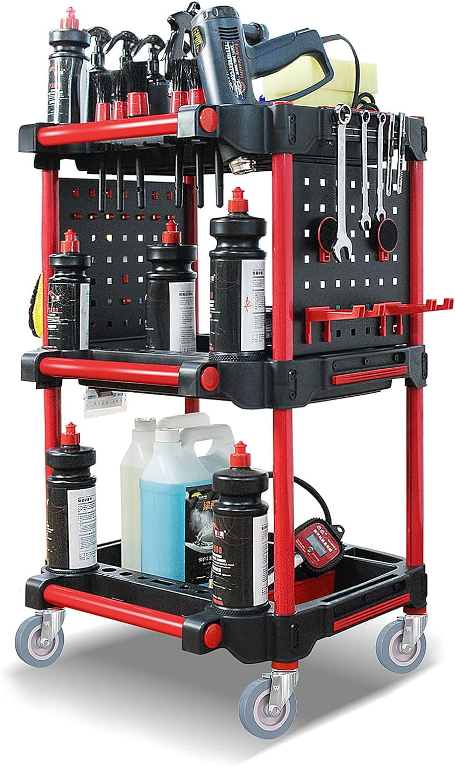 KEERDAO 3 Tier Rolling Detailing Tool Cart,440lb Heavy Duty Aluminium ...