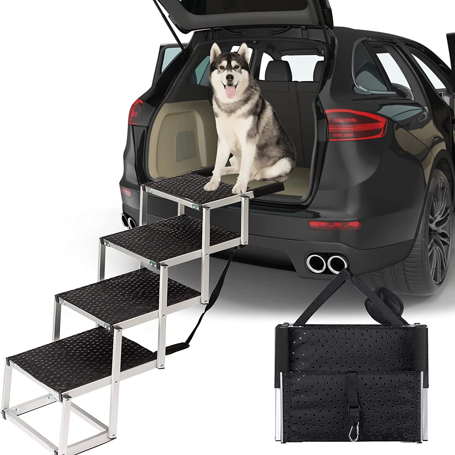 KEERDAO Dog Car Ramps for Large Dogs, Lightweight Dog Stairs Support up ...