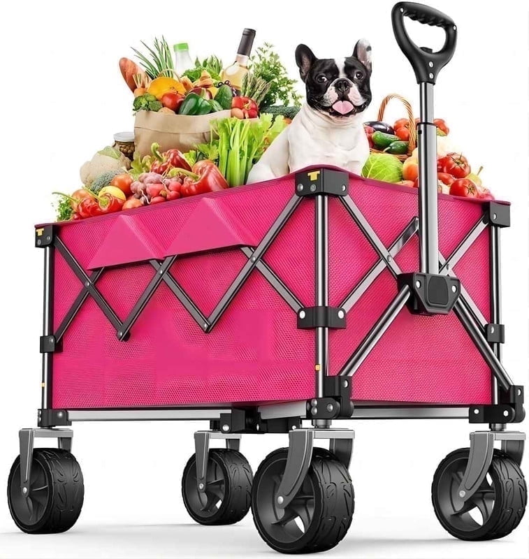 KEESTP 150L Collapsible Wagon, Beach Wagon 220lbs with Big Wheels ...