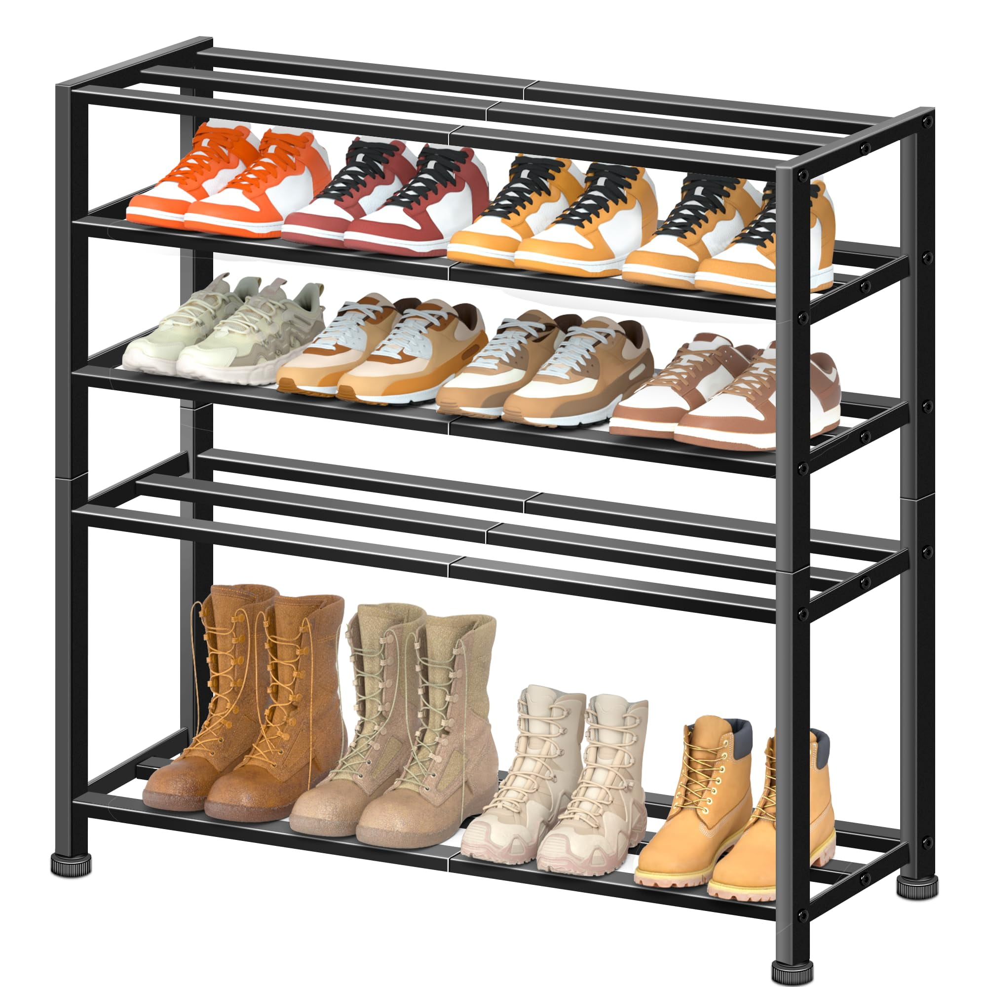 KEETDY 5-Tier Heavy Duty Shoe Rack for Garage Entryway, Stackable Shoe ...