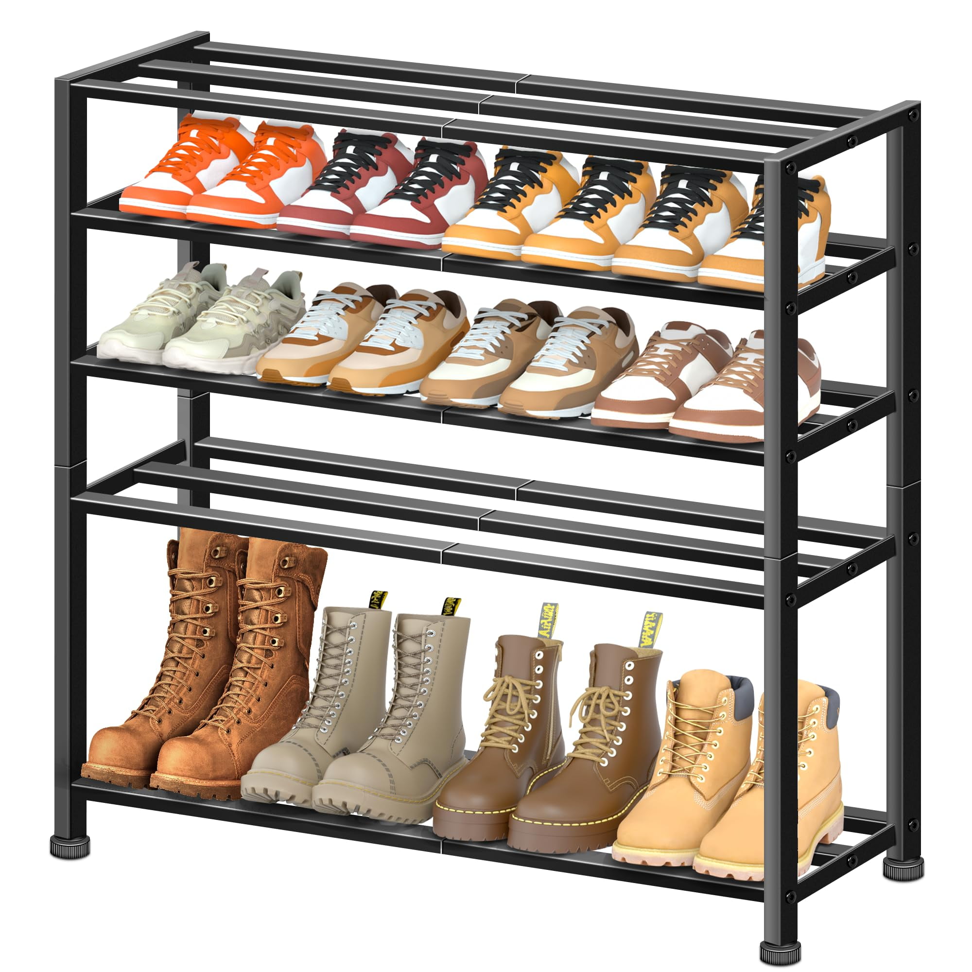 KEETDY 5-Tier Heavy Duty Shoe Rack for Garage Entryway, Stackable Shoe ...