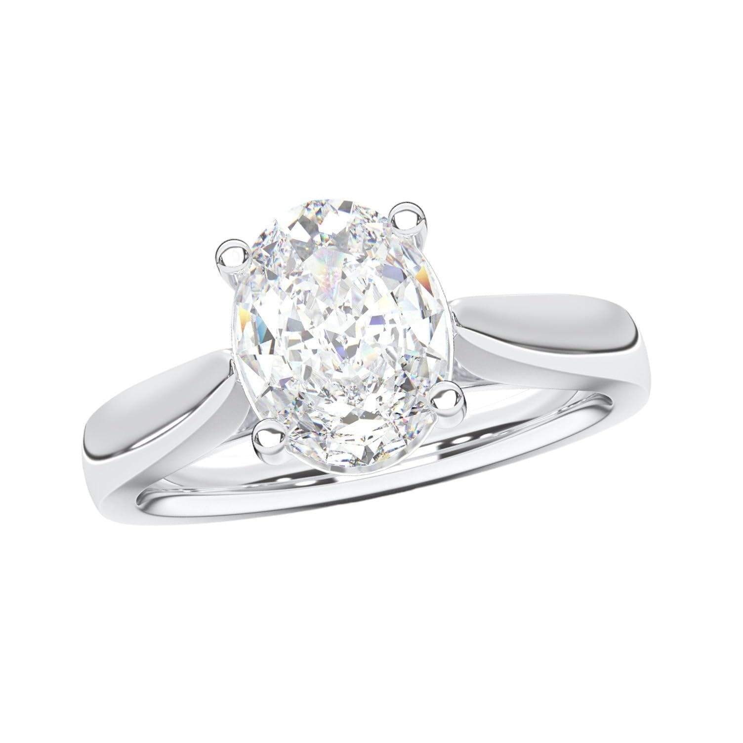 KEEVA JEWELS 2.00 Carat Oval Moissanite Solitaire Engagement Ring for Women Made in White Gold ...