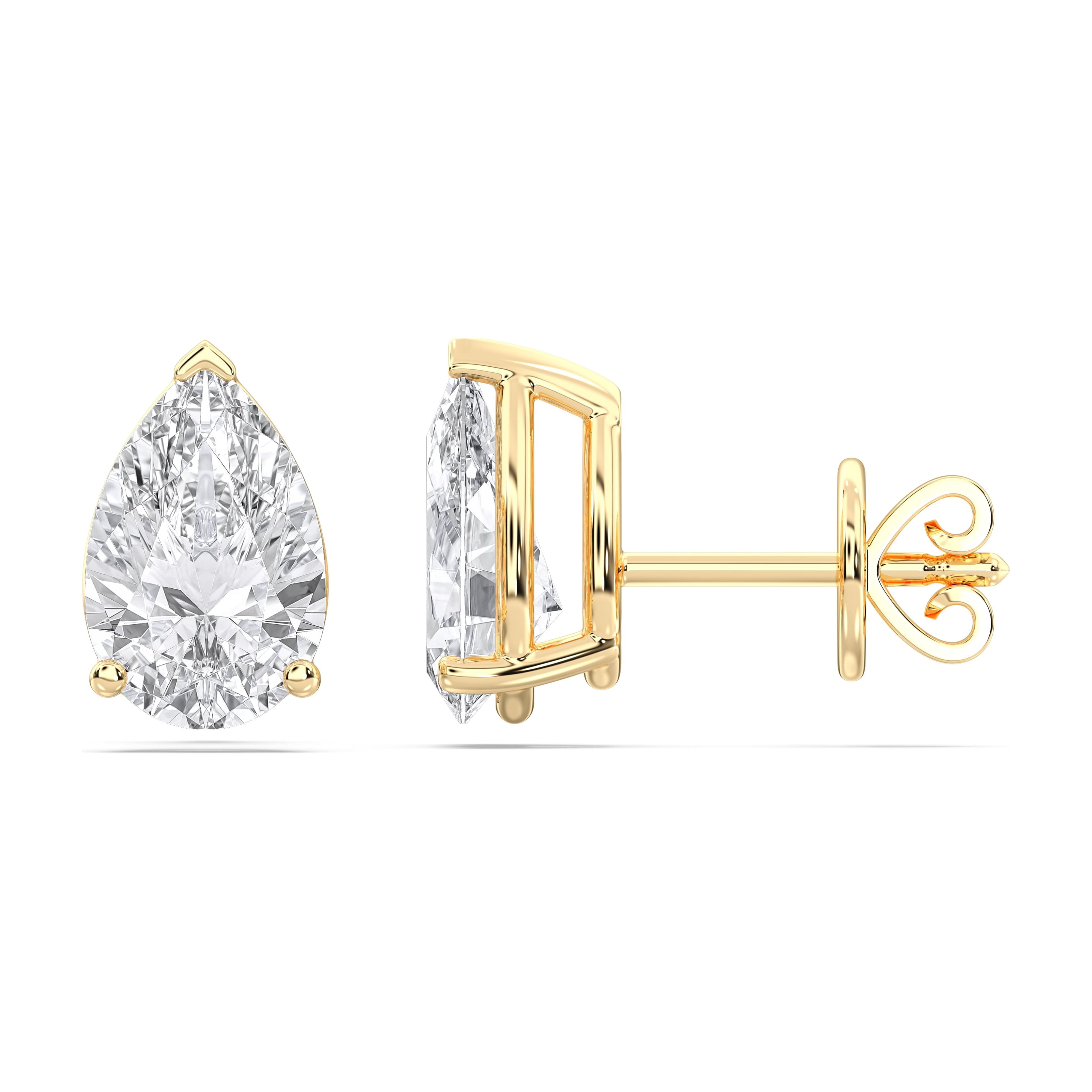 KEEVA JEWELS 3.00 Carat Pear Moissanite Push Back Stud Earring for ...