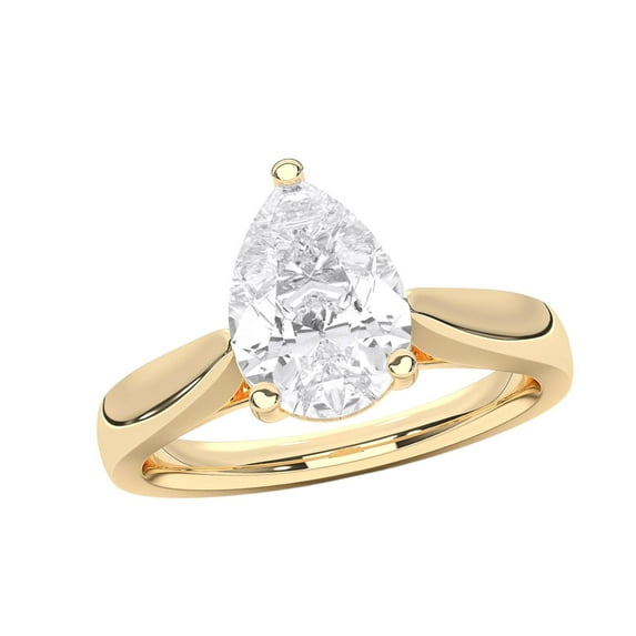 KEEVA JEWELS 3.00 Carat Pear Moissanite Solitaire Engagement Ring for Women Made in Yellow Gold ...