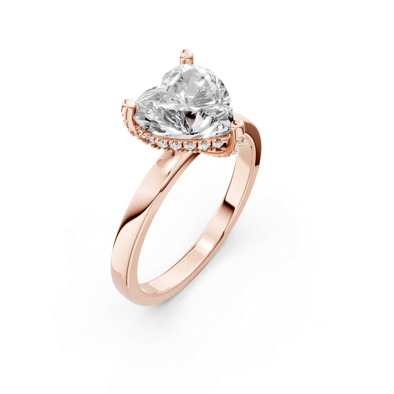 KEEVA JEWELS 3.15 Carat Heart & Round Shape Moissanite Hidden Halo ...