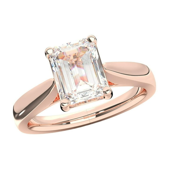 KEEVA JEWELS 4.00 Carat Emerald Moissanite Solitaire Engagement Ring for Women Made in Rose Gold ...