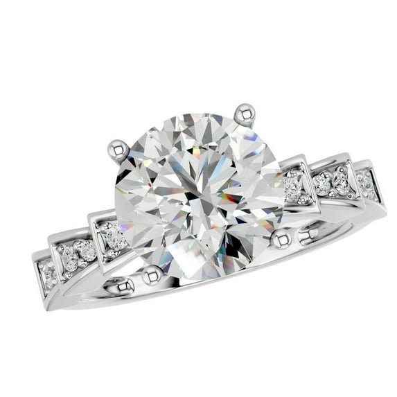 KEEVA JEWELS White Gold Plated Silver Round Cut 2.15Ct Moissanite Stone ...
