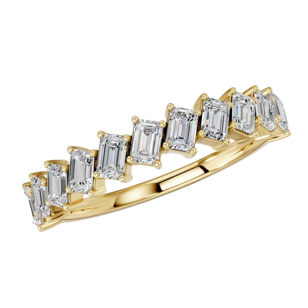 KEEVA JEWELS Yellow Gold Plated Silver Emerald Cut 1.10Ct Moissanite ...