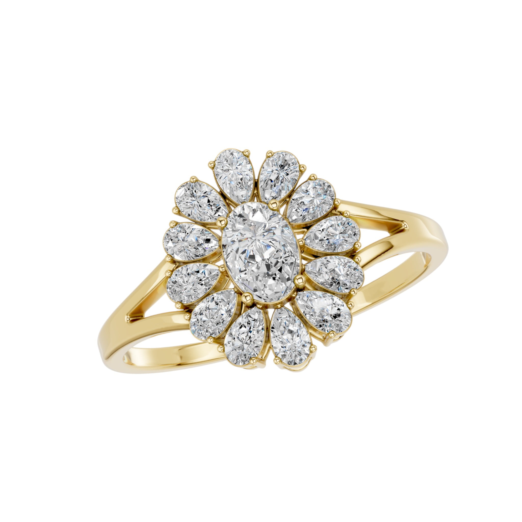 KEEVA JEWELS Yellow Gold Plated Silver Pear & Oval Cut 1.10Ct ...