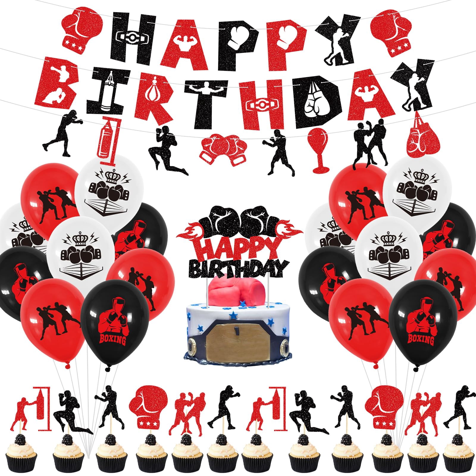 KEFAN Boxing Birthday Party Decorations, Boxing Birthday Banner Cake ...