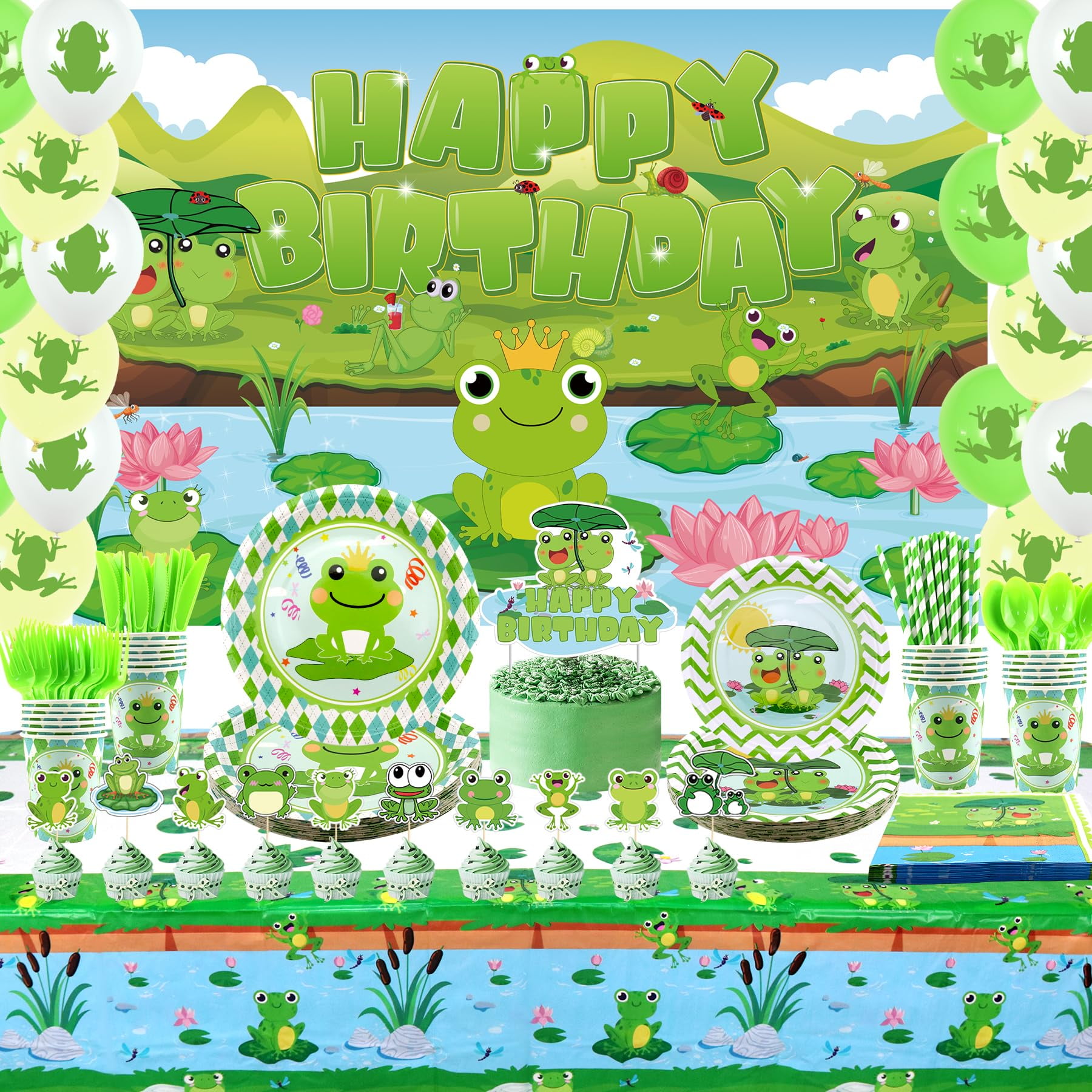 KEFAN Frog Birthday AJH3 Party Decorations, Frog Party Supplies ...
