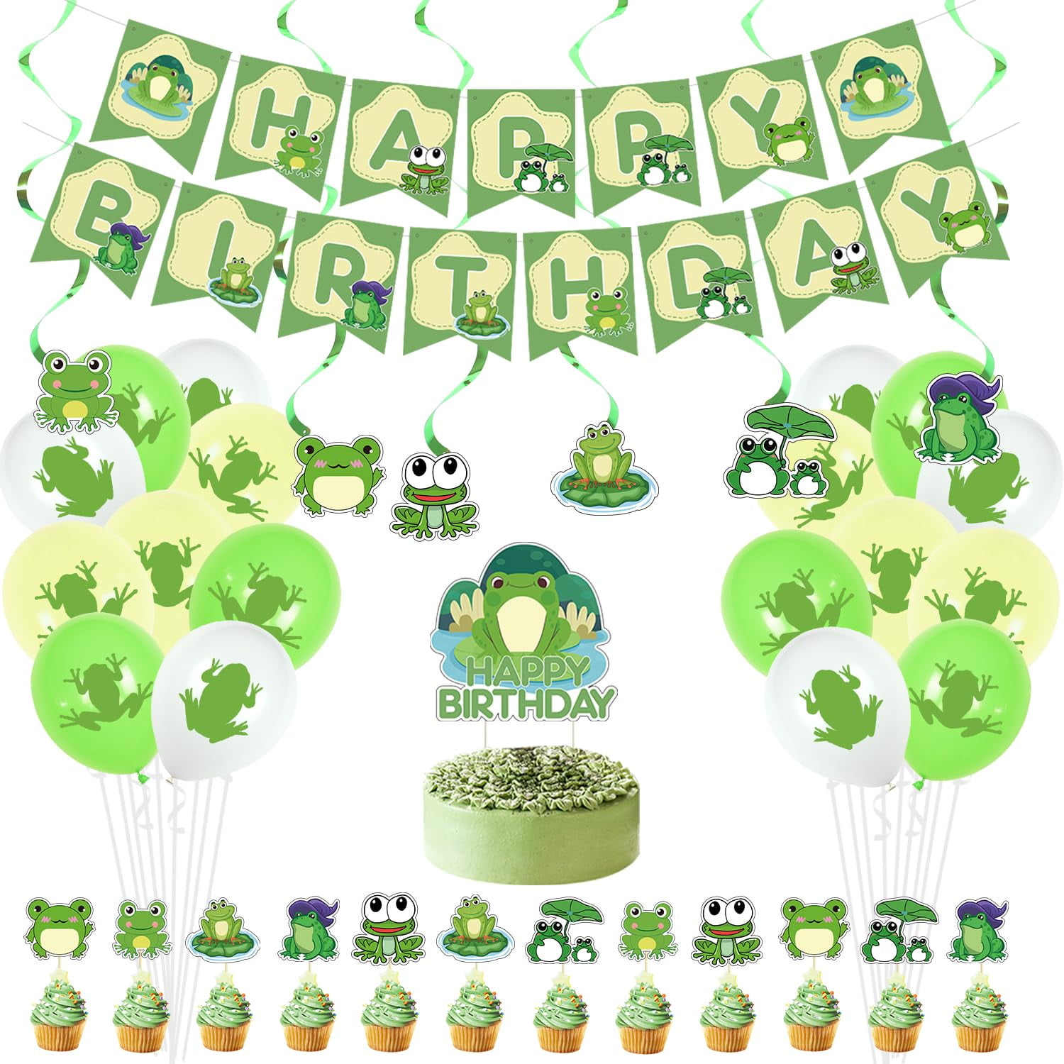 KEFAN Frog Themed Party Supplies - AFN1Decorations, Happy Birthday ...