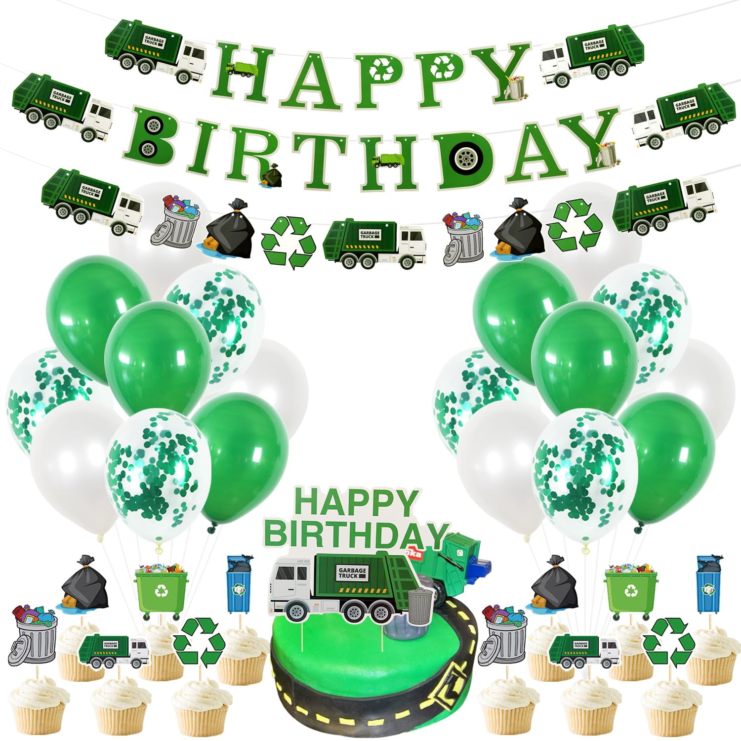 KEFAN Trash Truck STF9 Decorations, Garbage Truck Birthday Supplies ...