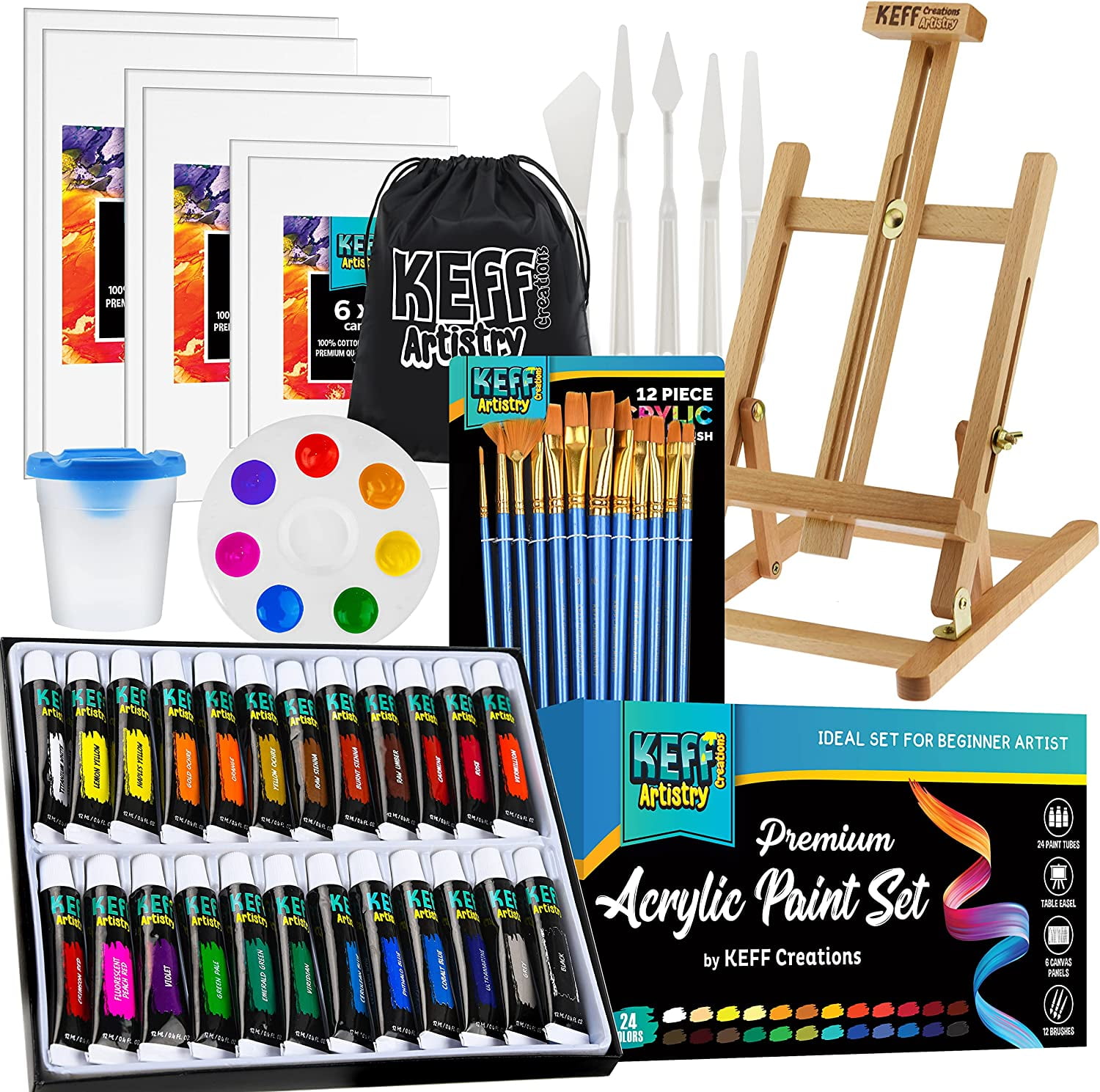 Tamlien Complete Painting Set for Adults & Kids - Easel, Acrylic Paints ...