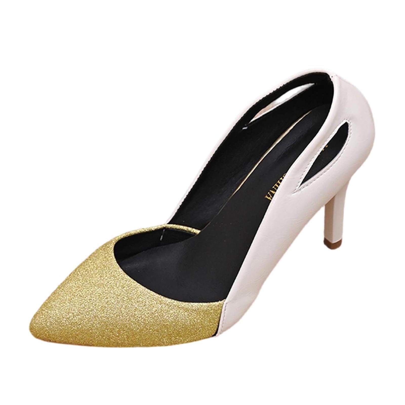 KEGIRLOM Women Spring/Summer Trendy Pointed Color Blocked Fine Heel ...