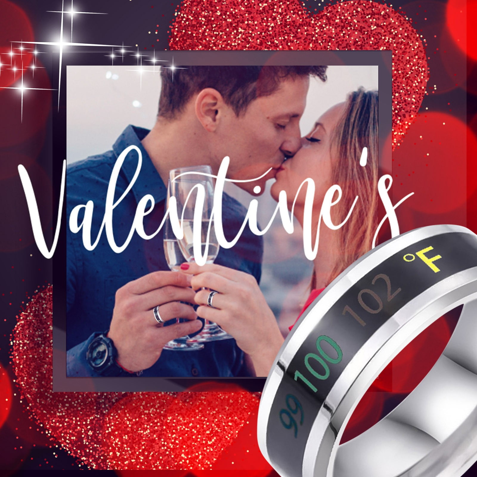 KEGUALV Titanium Steel Temperature Ring Body Temperature Smart ...