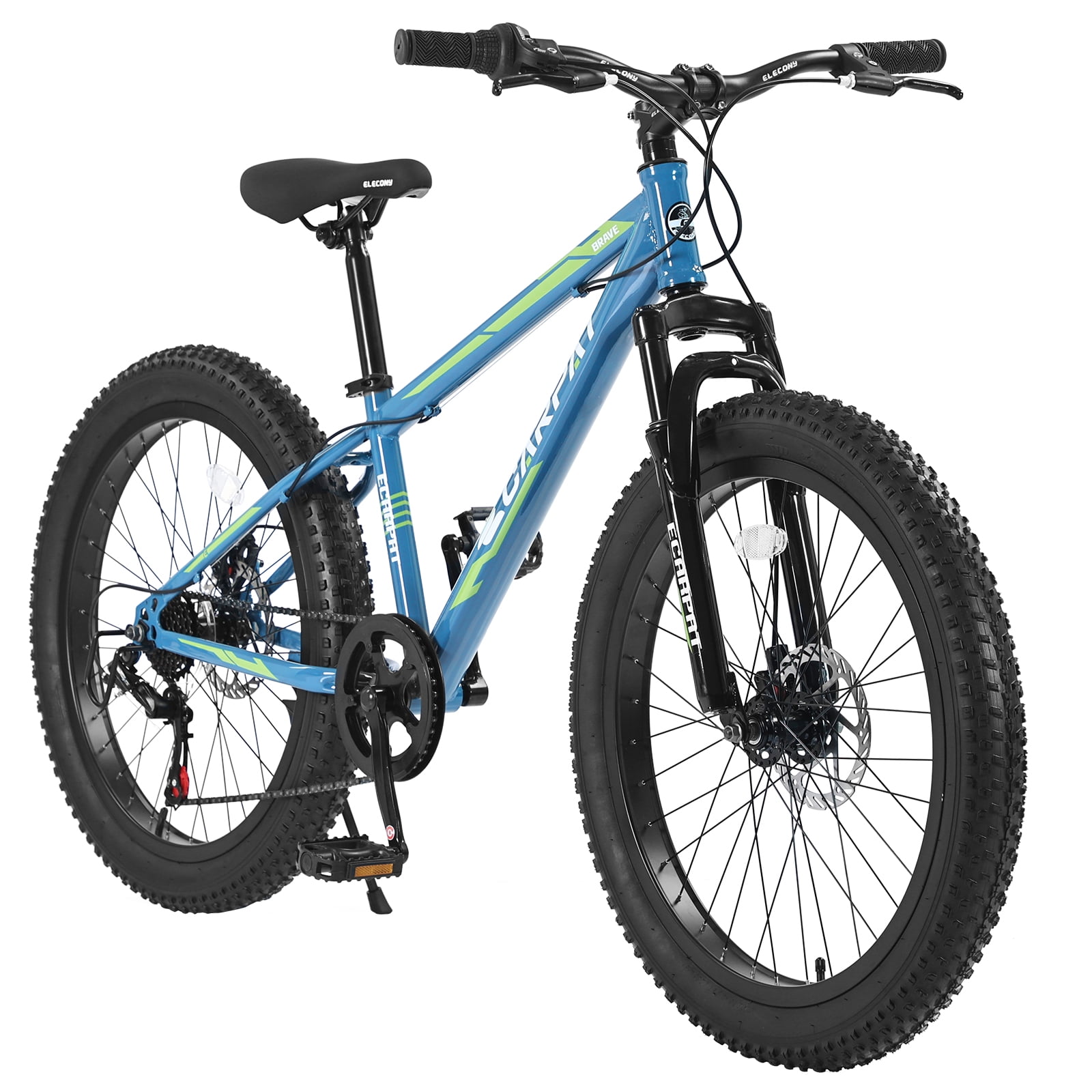 KEHOMY 24 Inch Fat Tire Bike Adult/Youth Full Shimano 7 Speeds Mountain ...