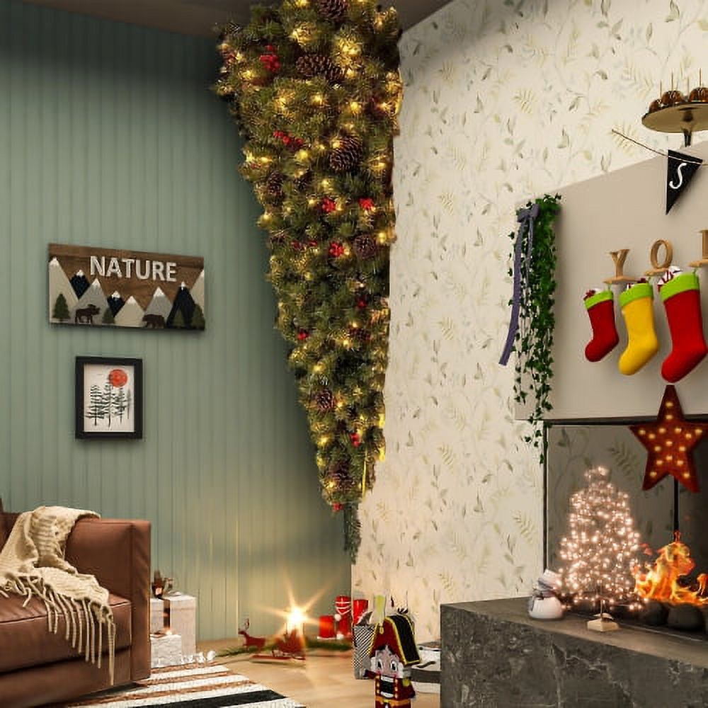 KEHOMY 6ft Upside Down Hanging Quarter Tree, Christmas tree hanging ...