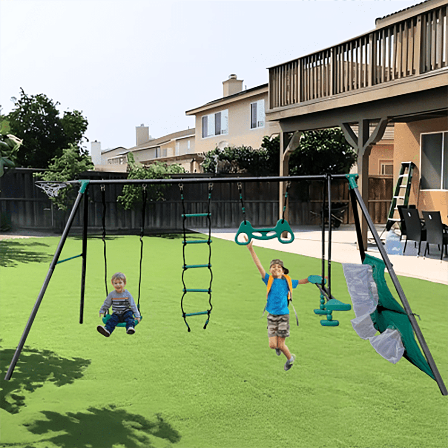 KEHOMY Blackish Green Interesting Four Function Swingset With Face To ...
