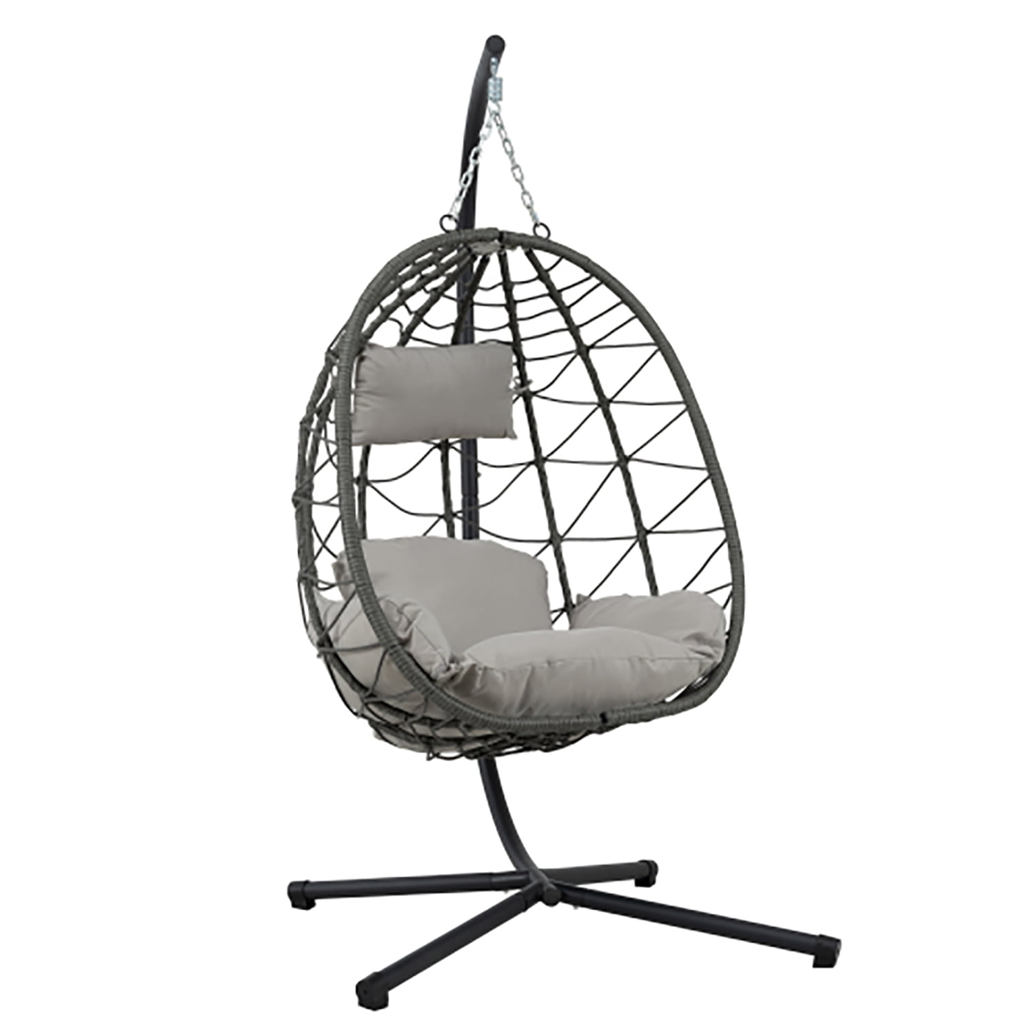 KEHOMY Egg Chair with Stand Indoor Outdoor Swing Chair Patio Wicker ...