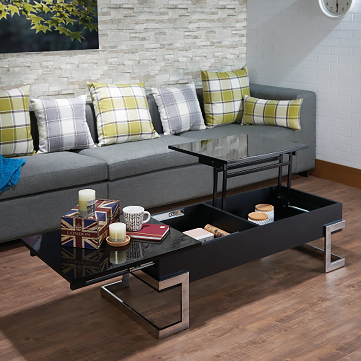 KEHOMY Lift Top Coffee Table with Storage, Synthetic Wood Table for ...
