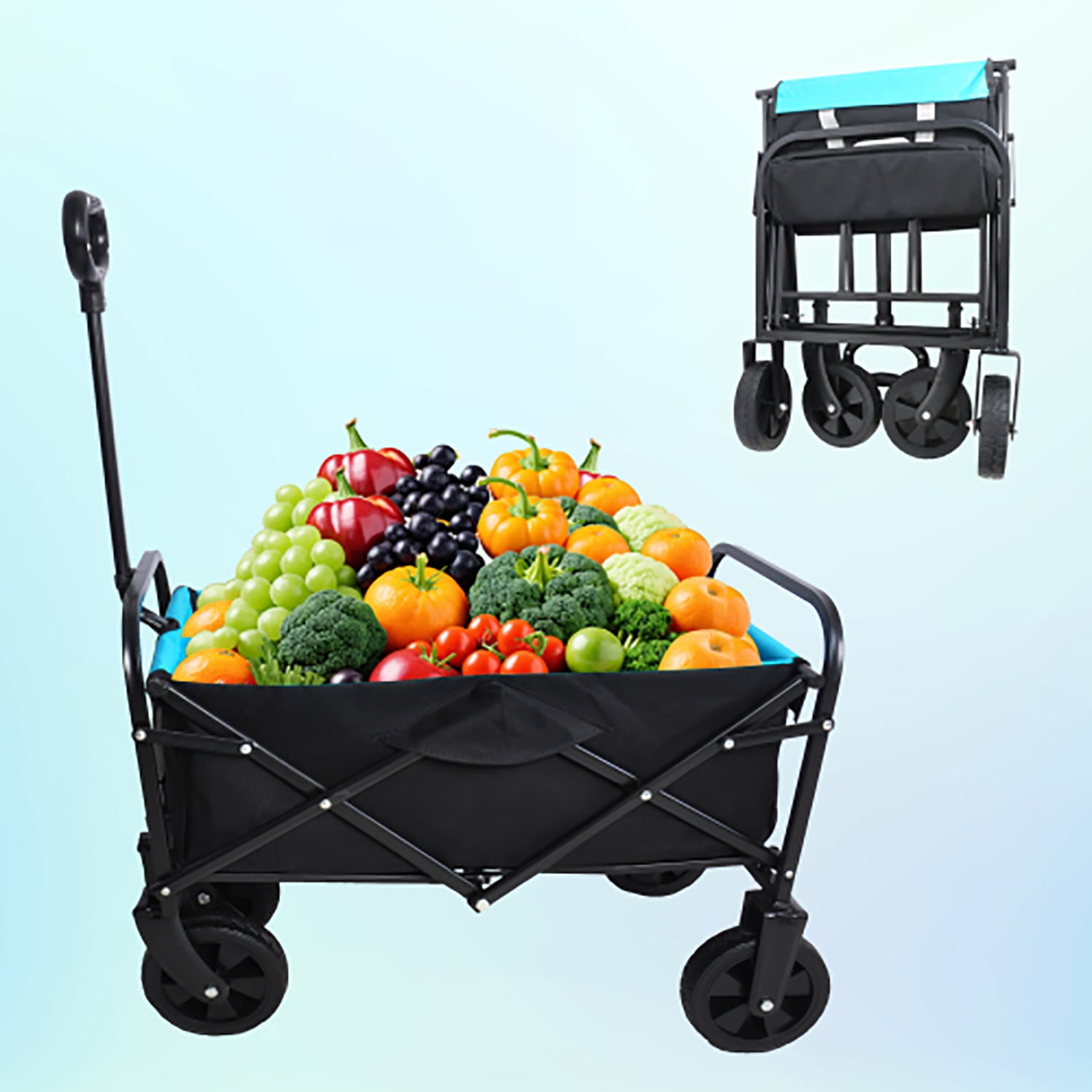 KEHOMY Mini Collapsible Wagon Cart,Portable Utility Wagon for Camping ...