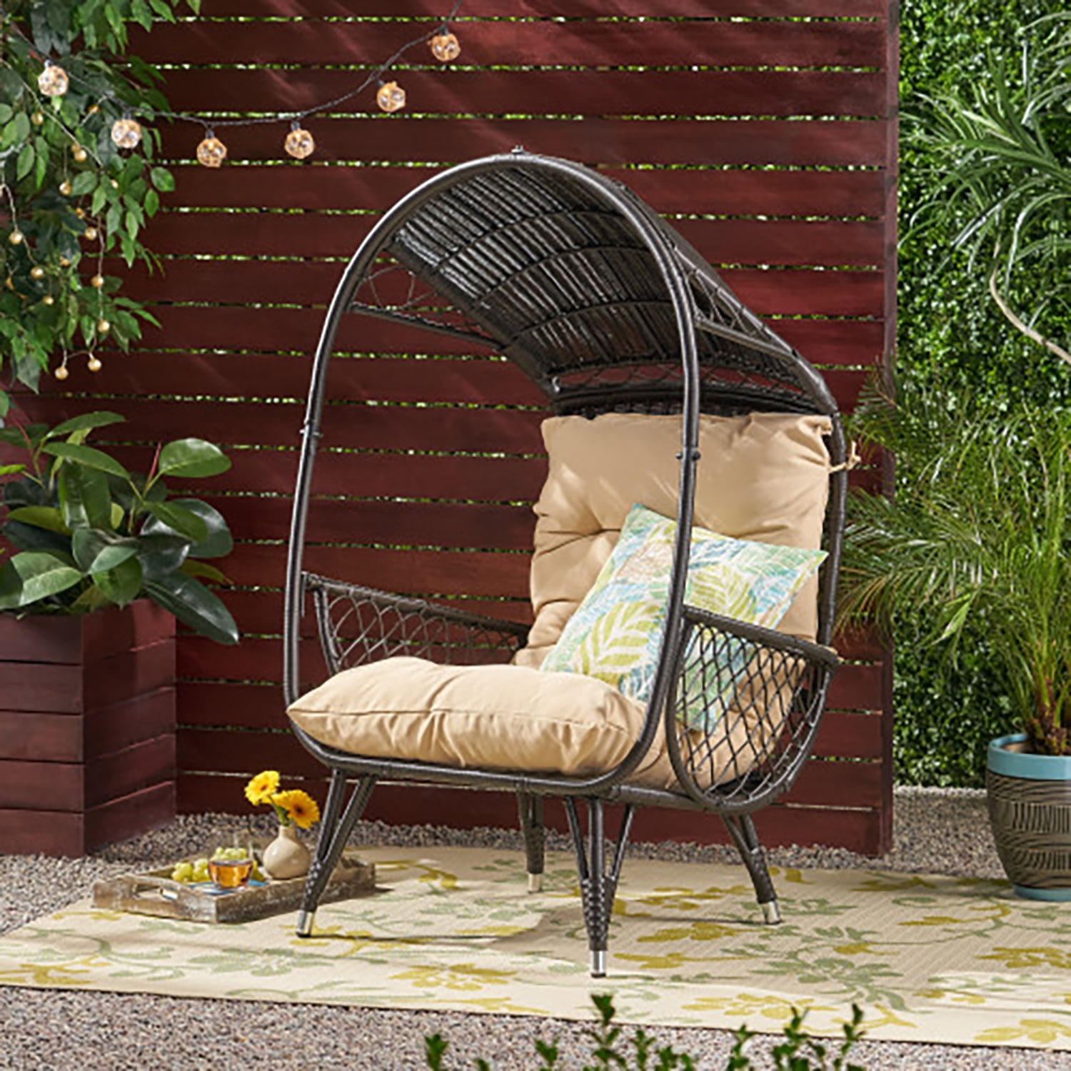KEHOMY Outdoor Wicker Standing Basket Chair,With Water-Resistant ...