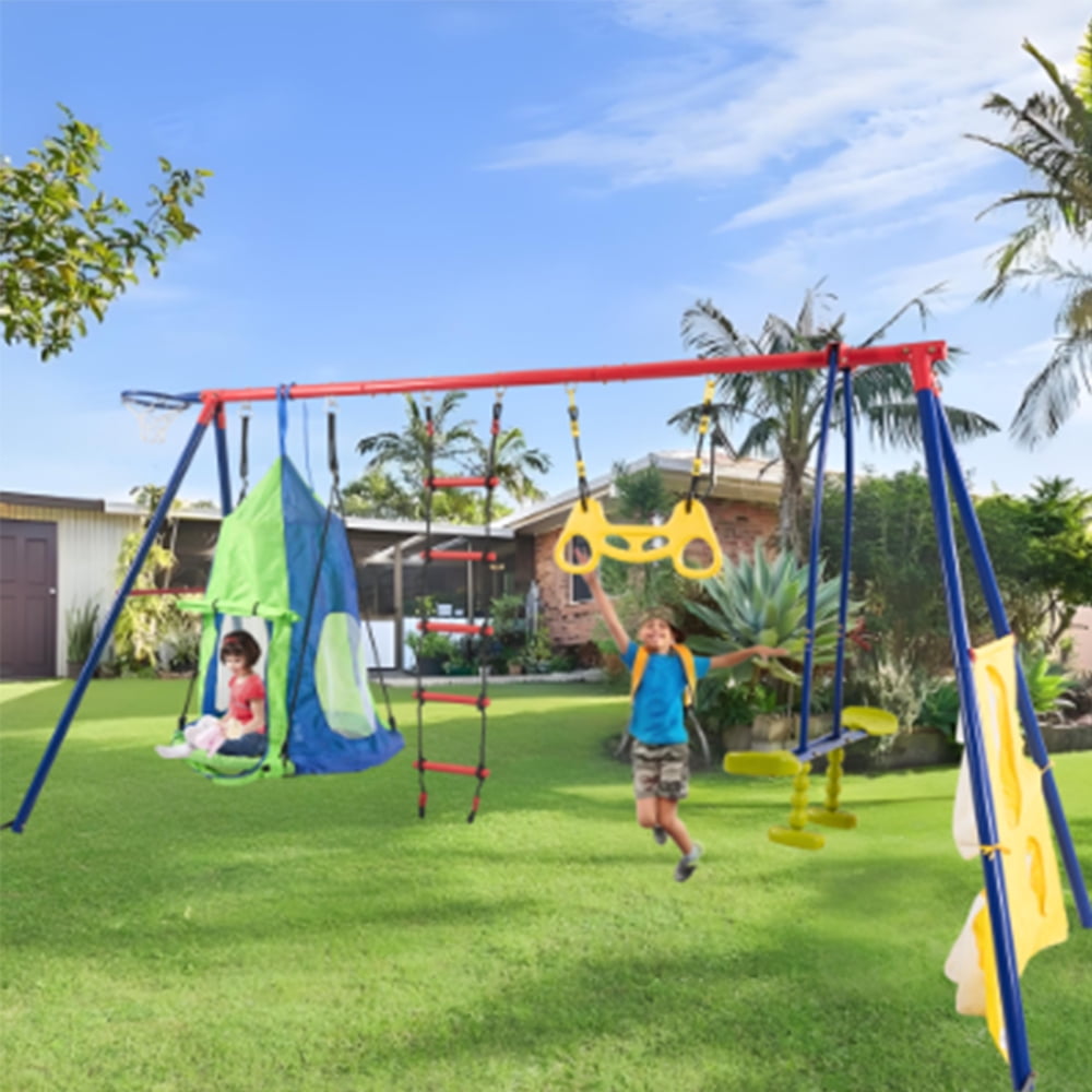 KEHOMY Rinbow Colour Interesting Four Function Swingset With Net Swing ...