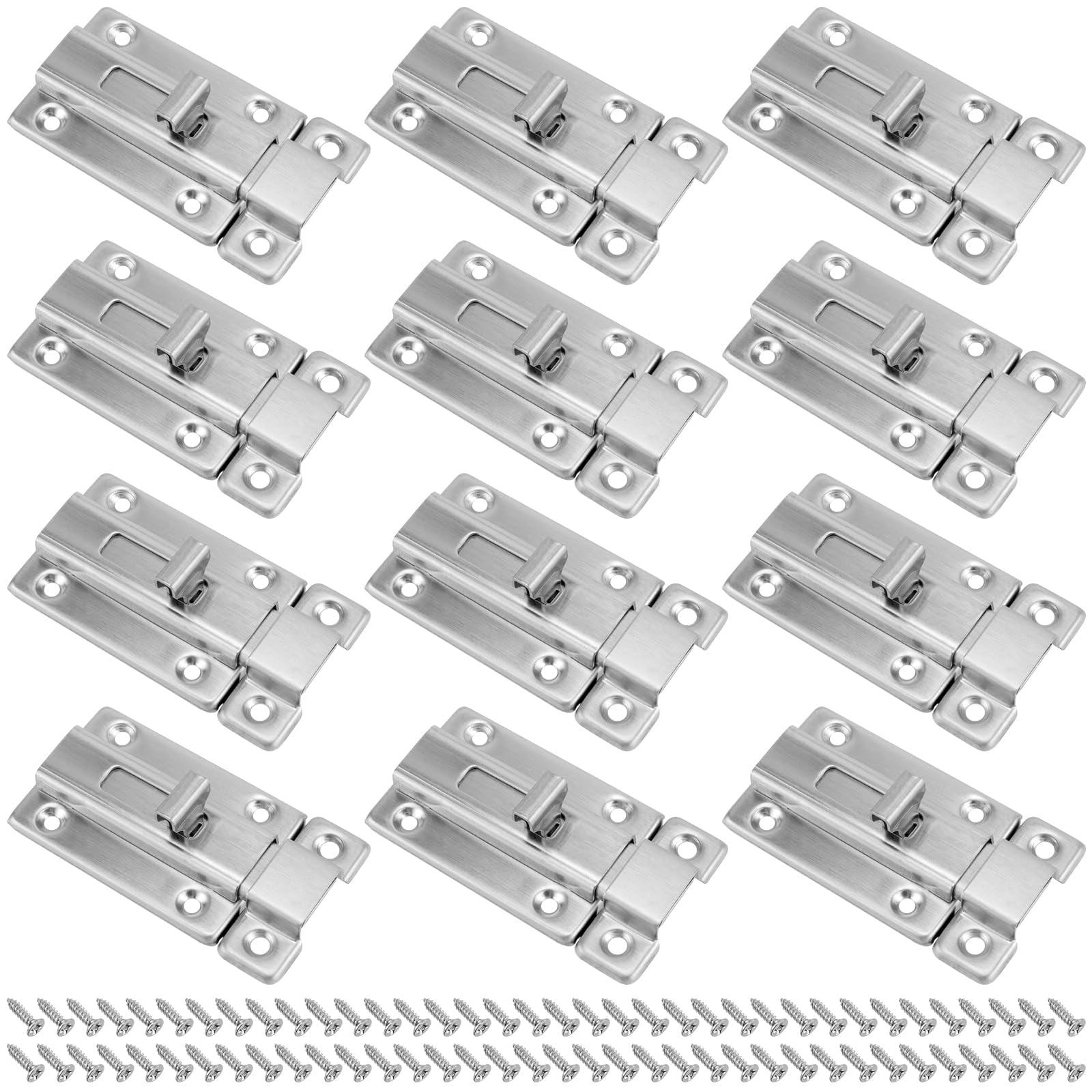 KEILEOHO 12 PCS 3 Inch Stainless Steel Slide Lock, Sliding Lock Barrel ...