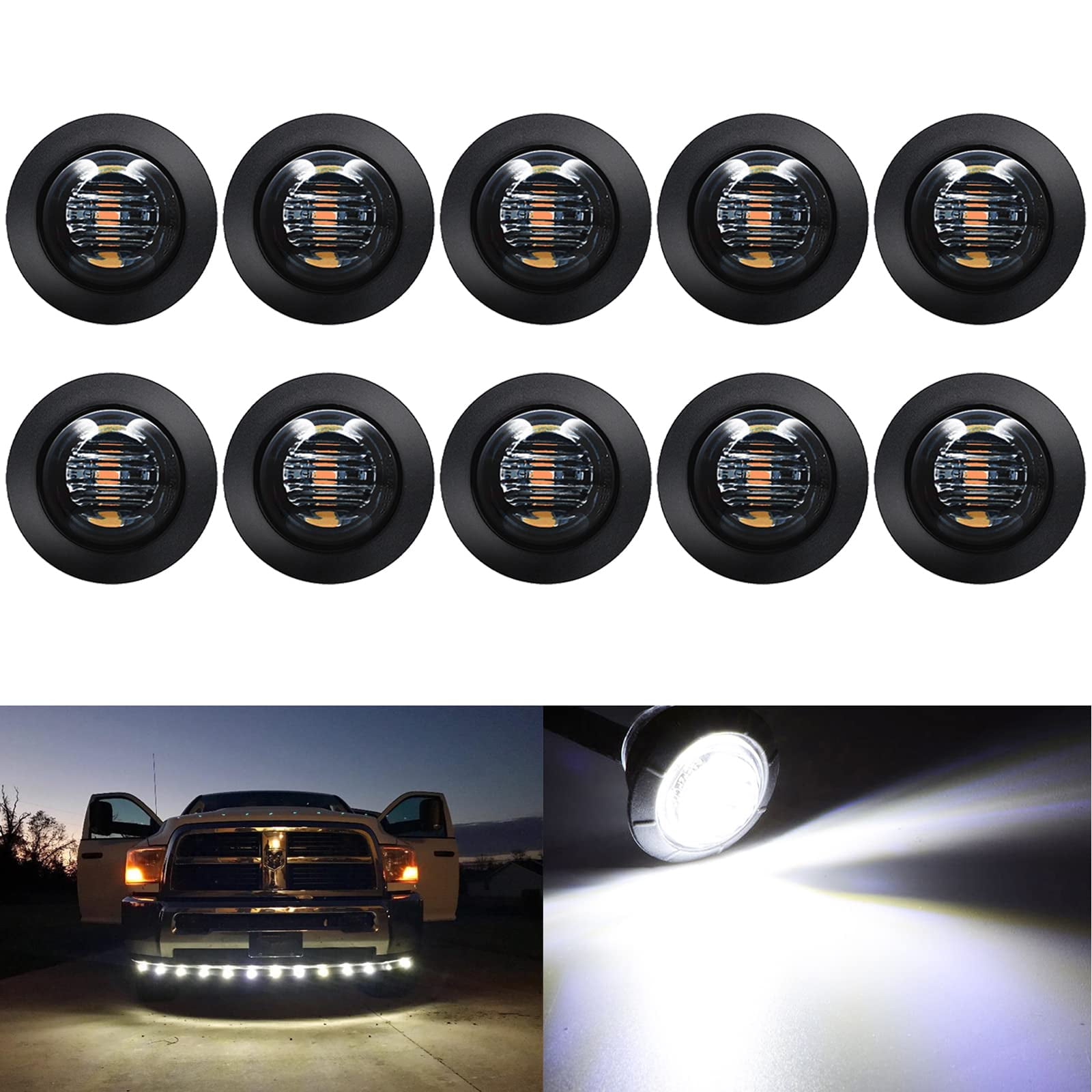 KEING 10 Pack Sealed Waterproof Mini BSL1 Round 3/4 Inch White LED ...