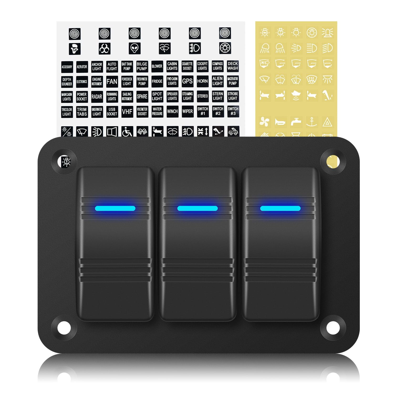 KEING Rocker Switch Panel 12V Marine Boat Switch Panel Waterproof 12 ...