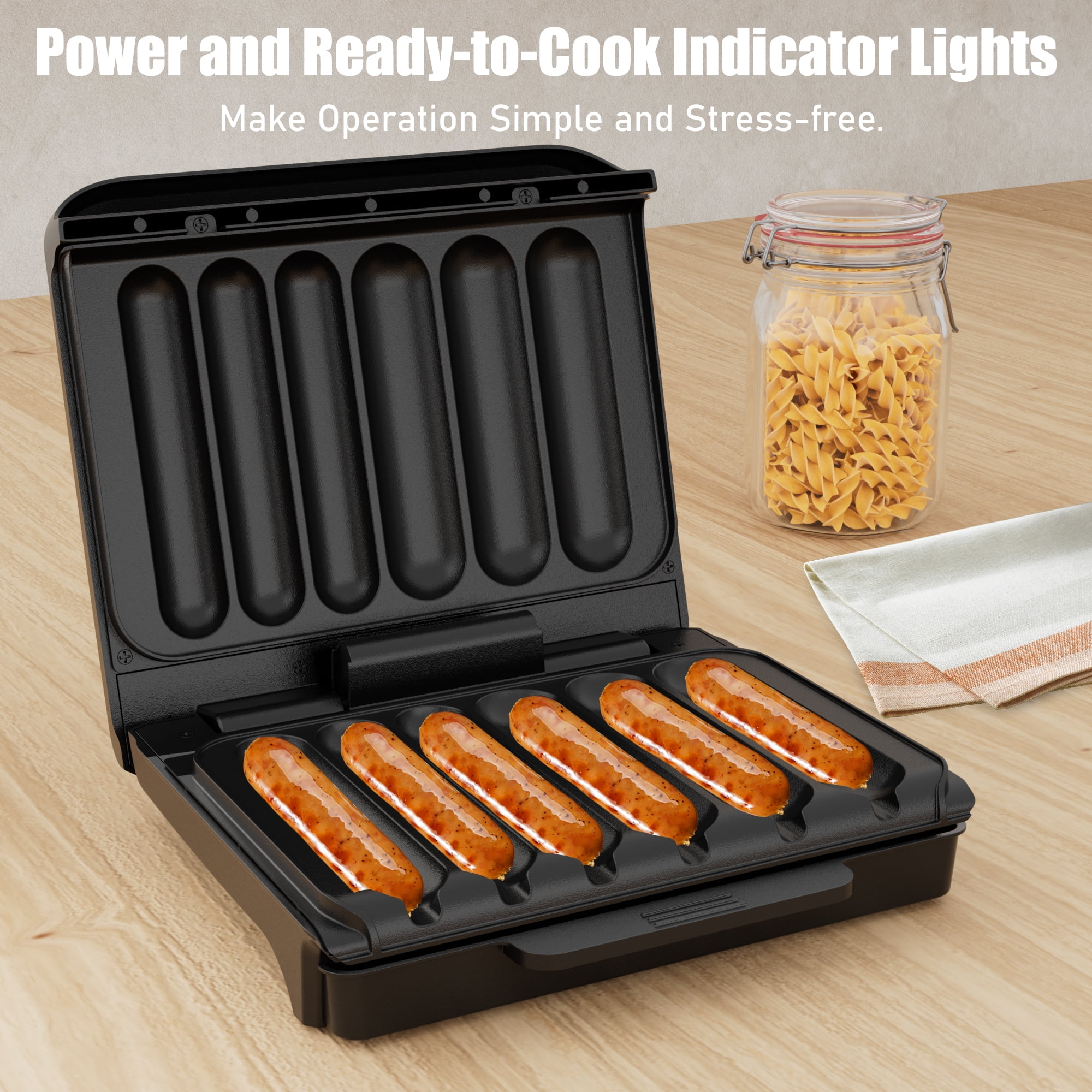 KEINVE Hot Dogs Toaster, Electric Grill with Oil Drip Tray, and Cord ...