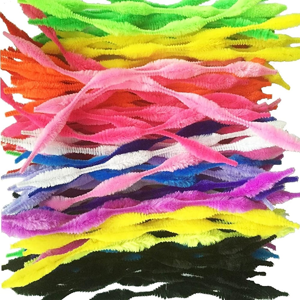 Keinxs 100-Pack Pipe Cleaners, Bumpy Fluffy Chenille Stems for Crafts ...